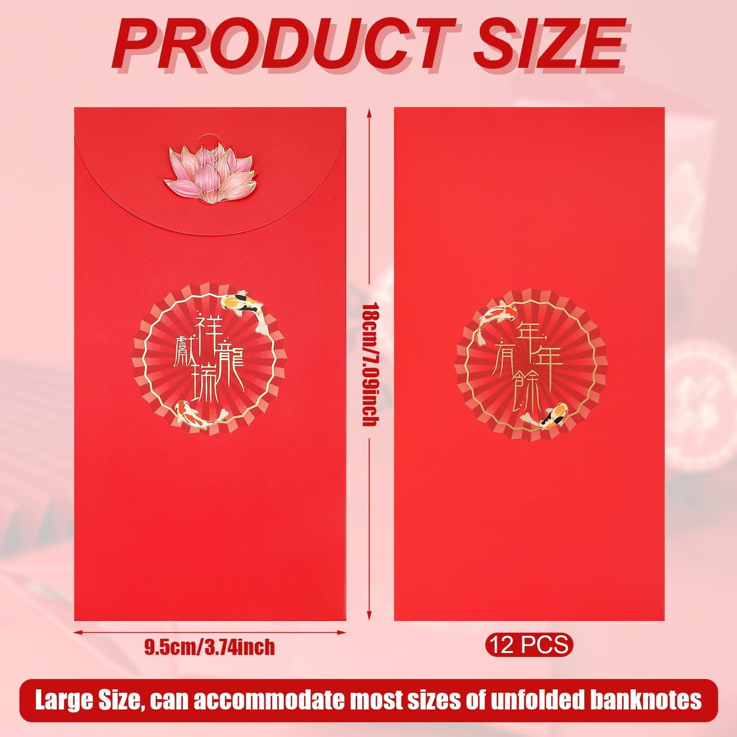 TRAHOO-12pcs Chinese Red Envelopes, Three-Dimensional Creative Dragon ...