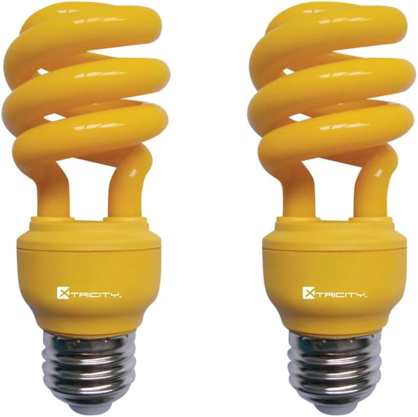 TRAHOO-13-Watt CFL Light Bulbs Yellow T2 CFL Color Spiral Bug Light (60 ...