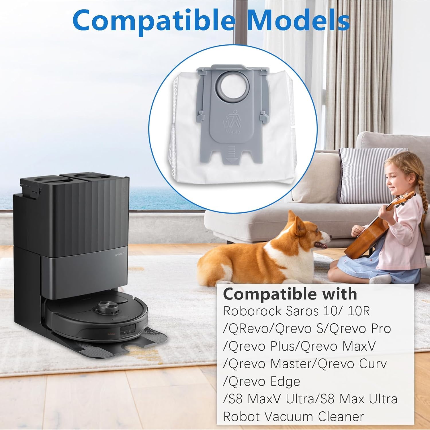 TRAHOO-14 Pack Dust Bags Replacement for Roborock Saros 10/ 10R/Qrevo/Q Revo/S/Qrevo Pro/Plus ...