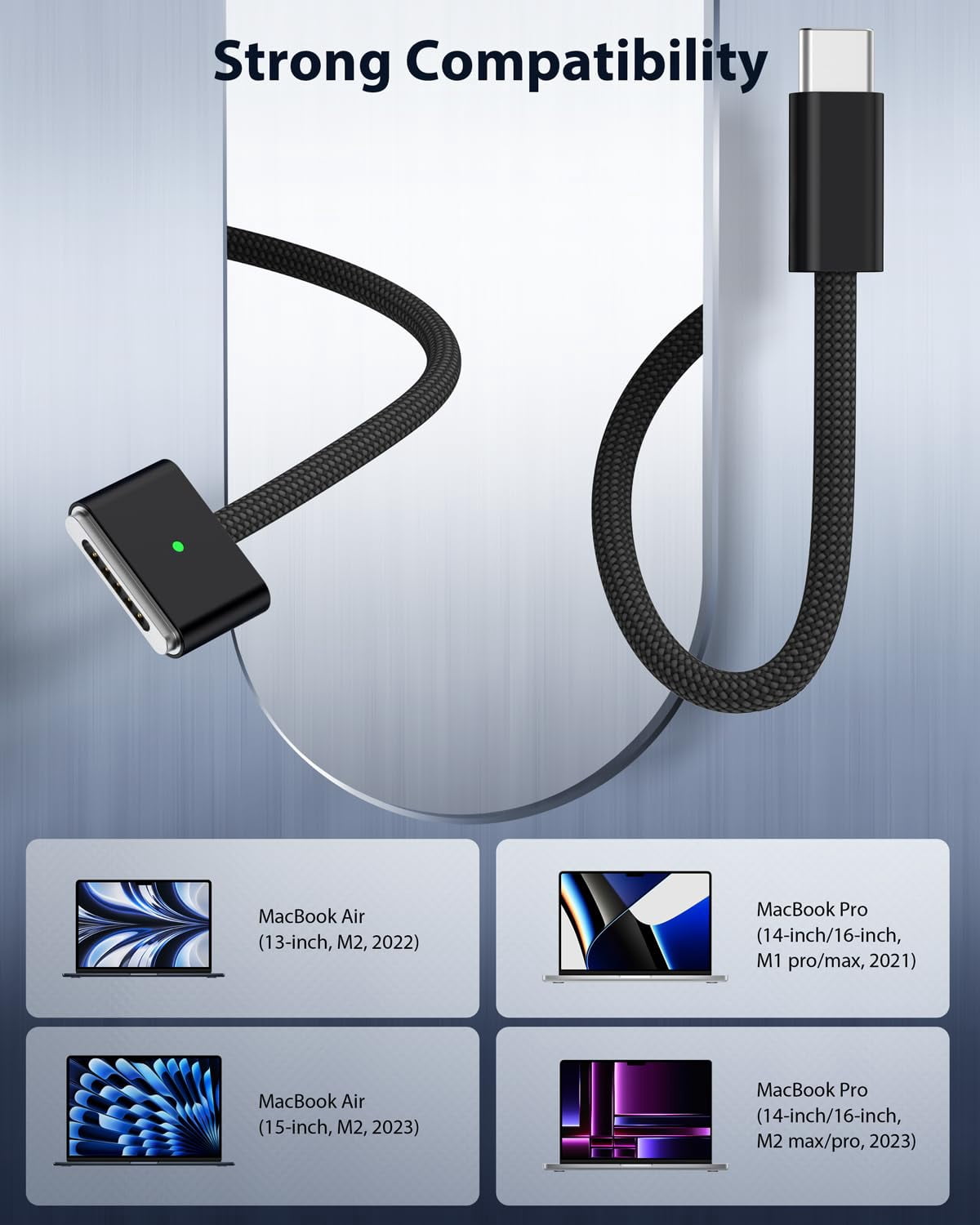 TRAHOO-140W USB C to Magnetic 3 Cable 5Ft, Compatible with MacBook Air ...