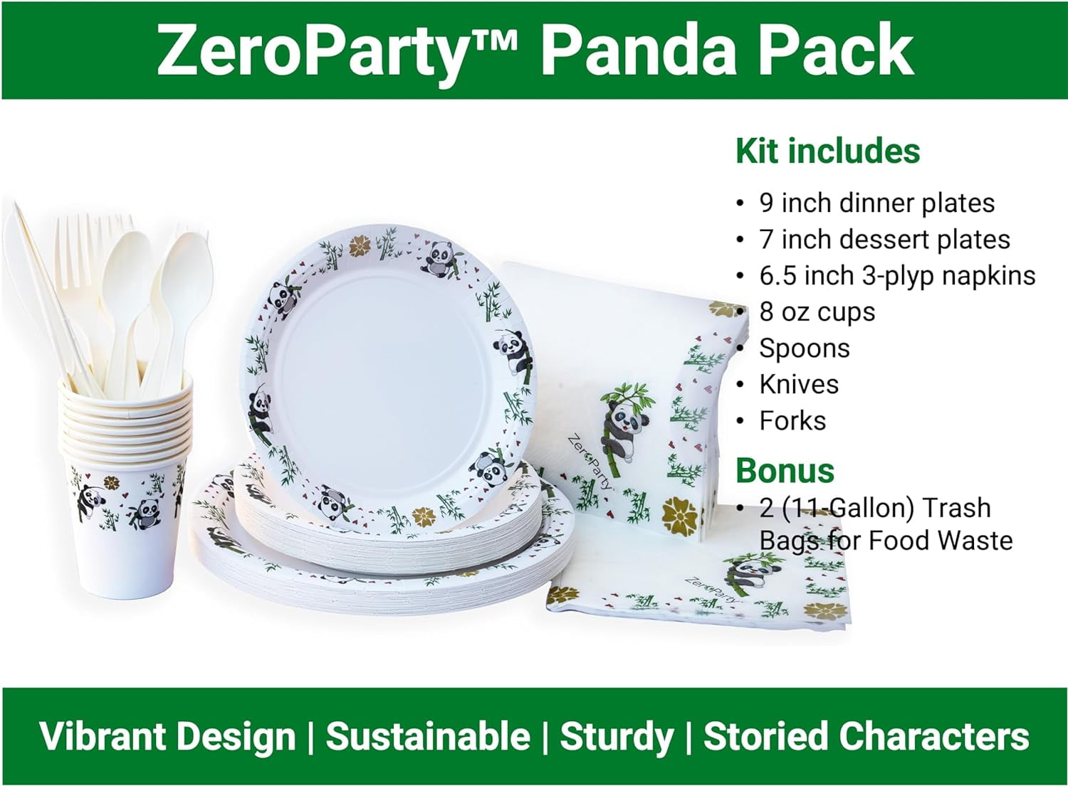 TRAHOO-142pcs Panda Birthday Party Decorations, Serves 20, Panda Plates ...