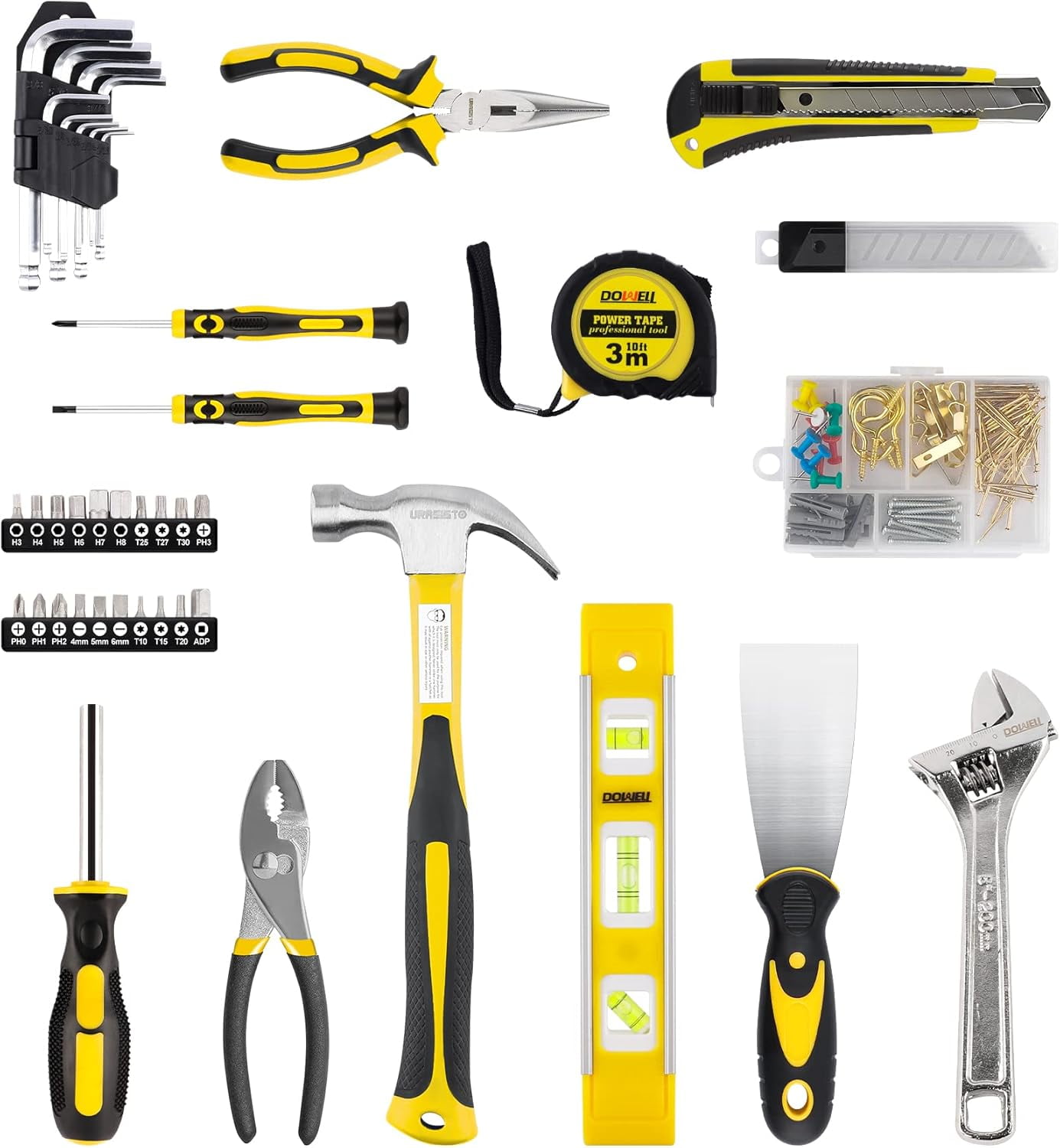 TRAHOO-146PCS Homeowner Tool Set, Household Repairing Tool Kit with 14 ...