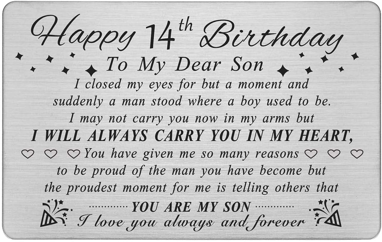 Trahoo 14th Birthday Card For Son Happy Birthday Ts For 14 Year