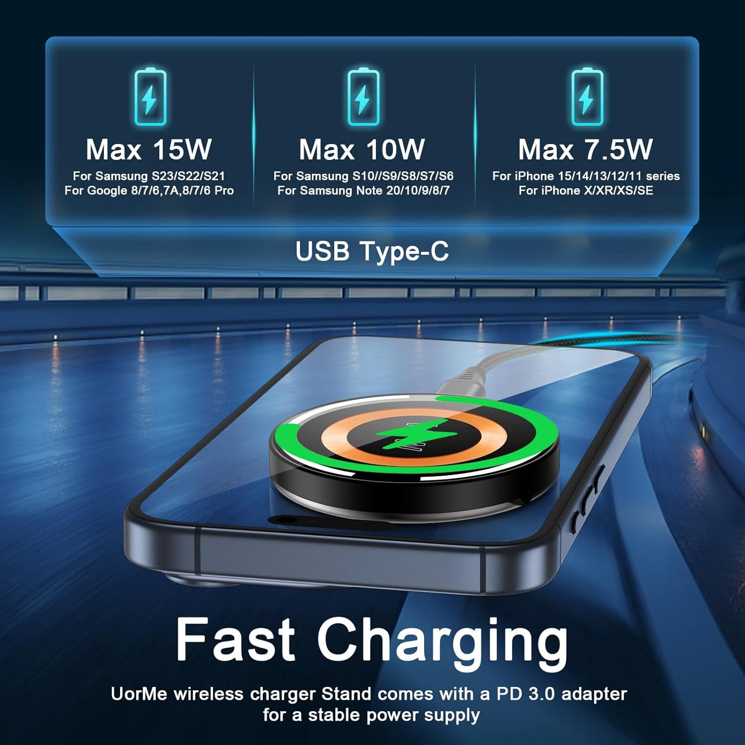 TRAHOO-15W Samsung Wireless Charger Fast Charging Stand for Galaxy Z ...