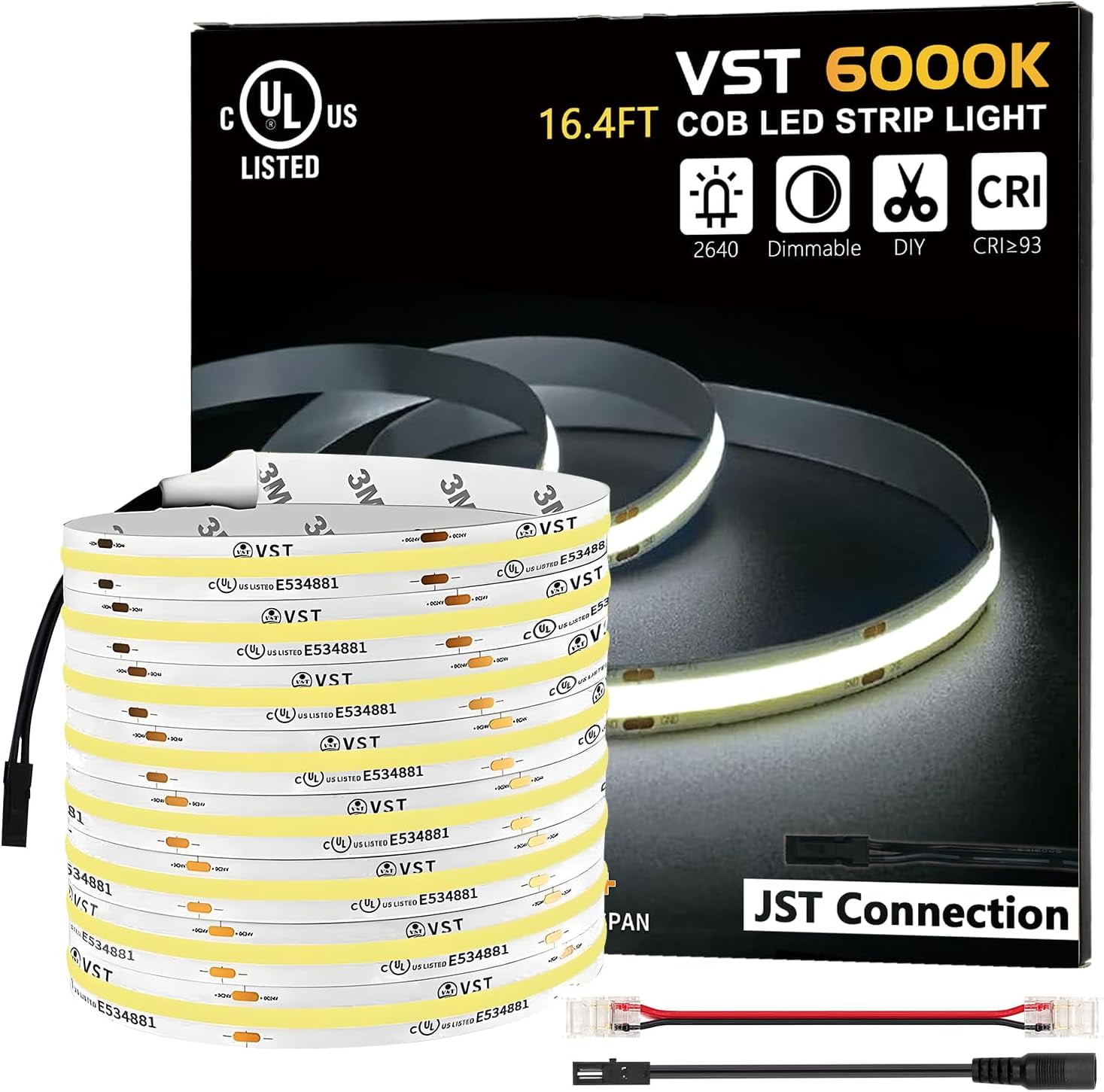 TRAHOO-16.4ft COB LED Strip Lights Cool White 6000K, 24V Dimmable LED ...