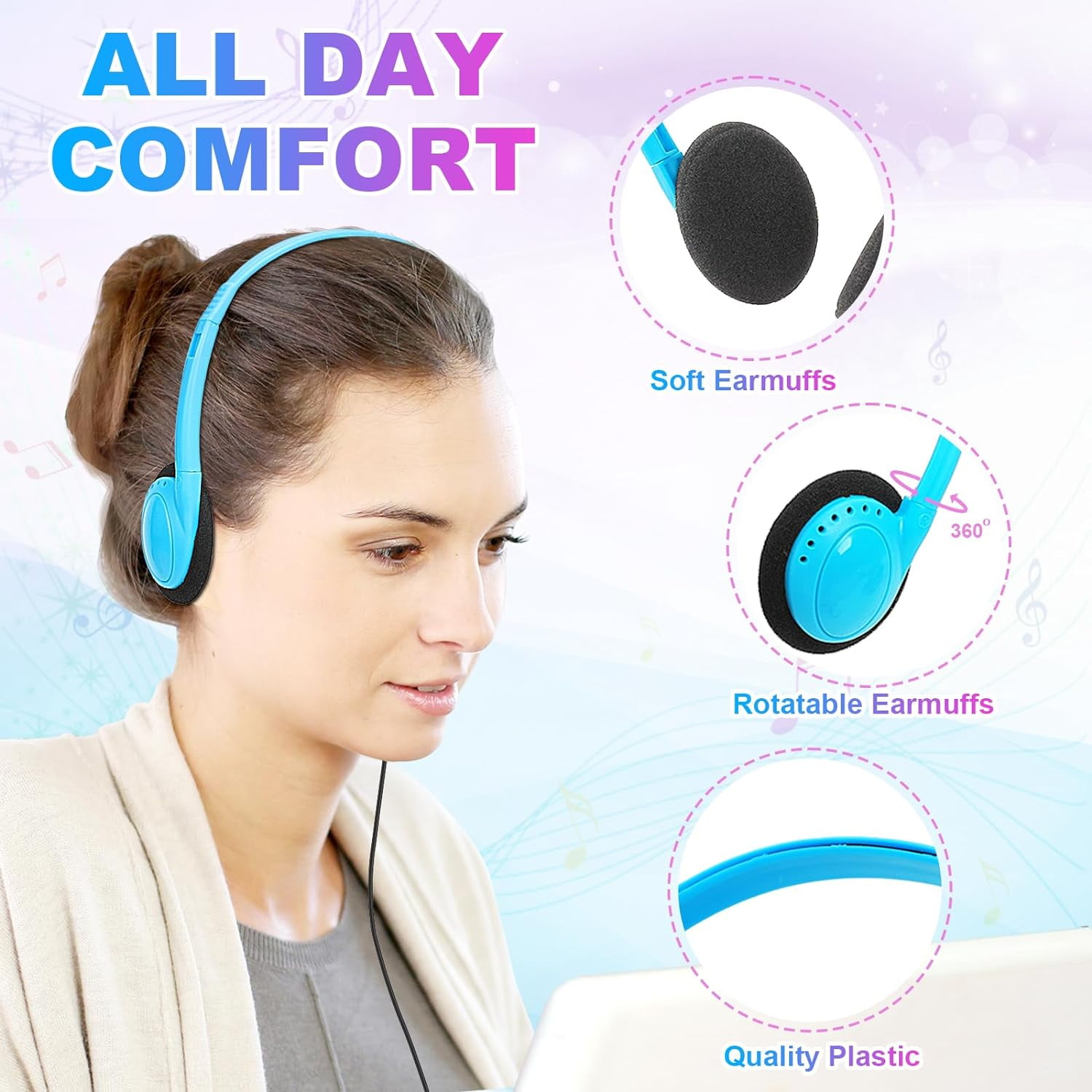 TRAHOO-16 Pack Classroom Headphones Bulk for Kids School, Class Set ...