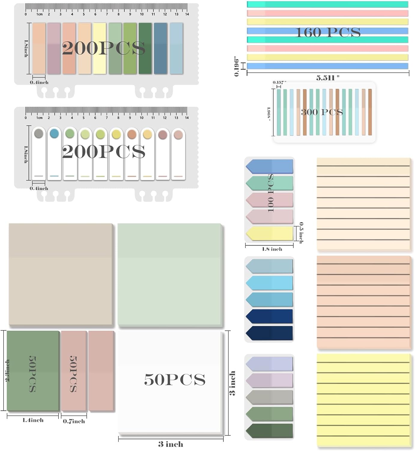 TRAHOO-1610 Sheets Transparent Sticky Notes with Highlighter Tape ...