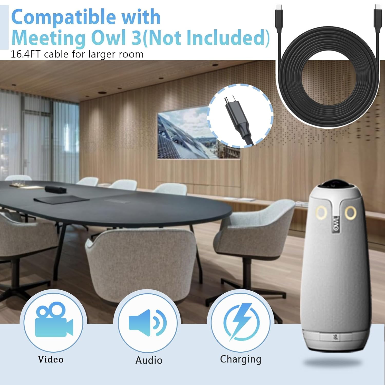 TRAHOO-16ft USB-C Cable Compatible with Meeting Owl 3,USB C Cable ...