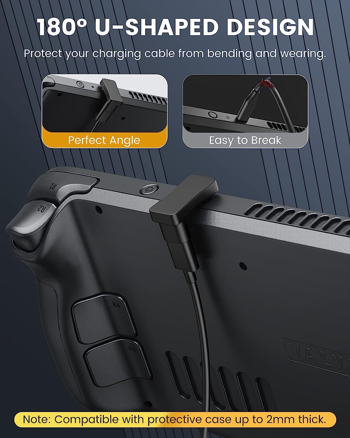 TRAHOO-180 Degree Angle USB C Adapter 2 Pack, U Shape USB-C Male to USB ...