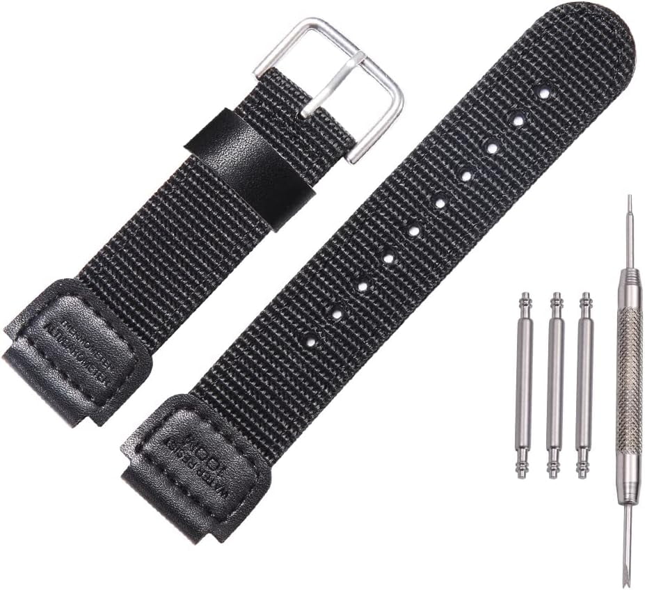 TRAHOO-18mm Nylon strap Replacement for Casio Men's AE1200WH AE-1000 ...