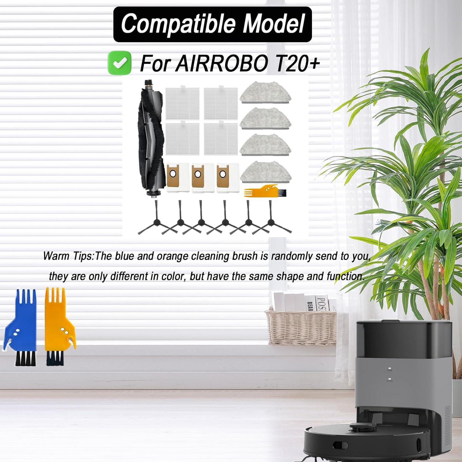 TRAHOO-19 Pcs Accessories for AIRROBO T20+ Robot Vacuum Cleaner, 1 Main ...