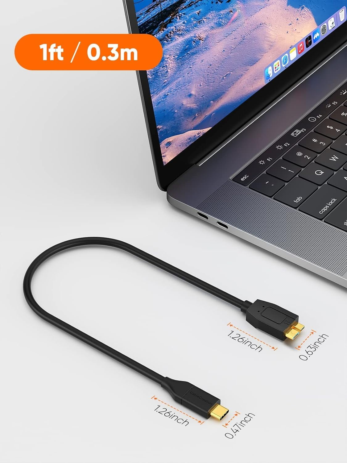 TRAHOO-1FT*2 USB C to Micro B Cable,10Gbps Speed External Hard Drive ...