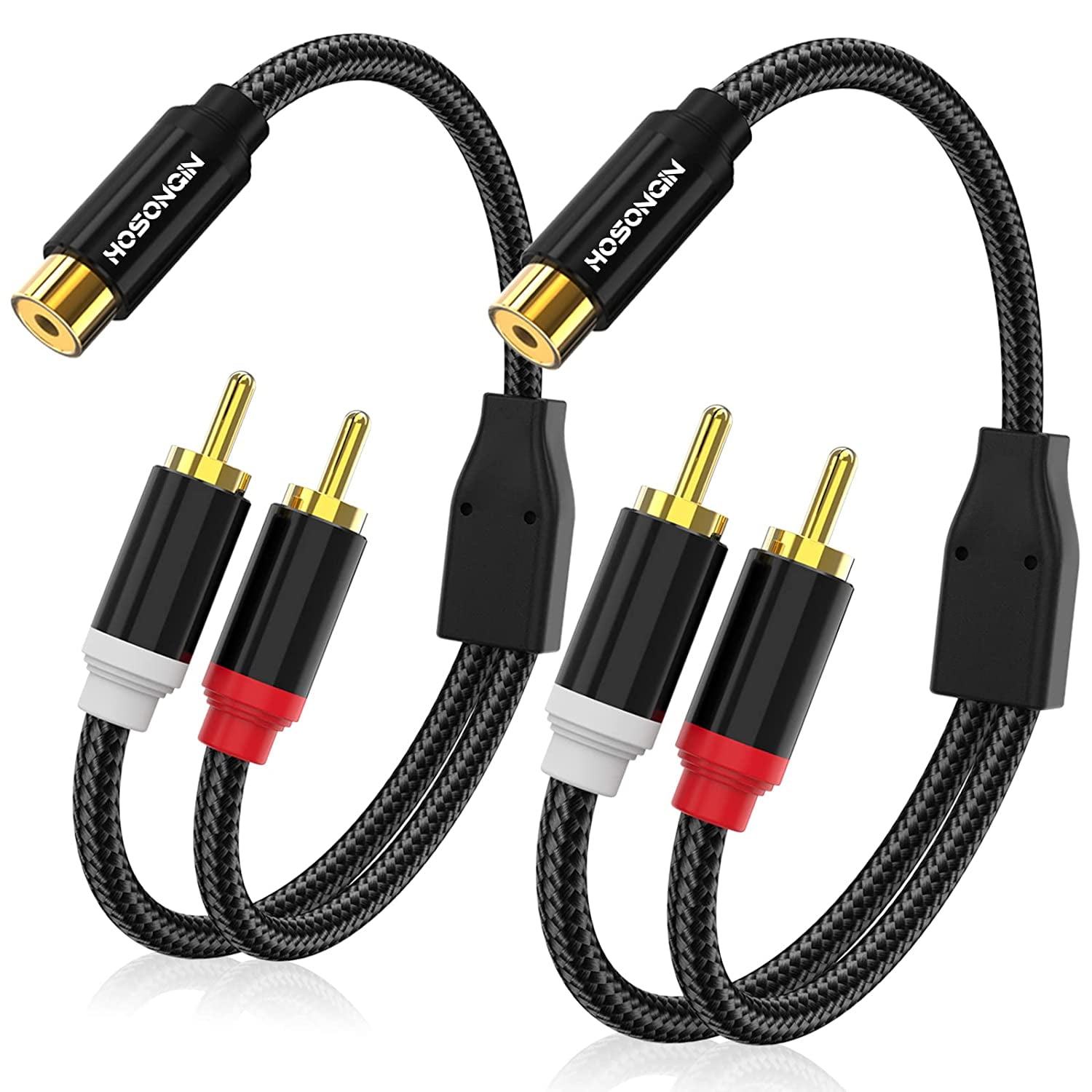 TRAHOO-1ft RCA Splitter 1 Female to 2 Male Y Adapter 2 Pack, Short RCA ...