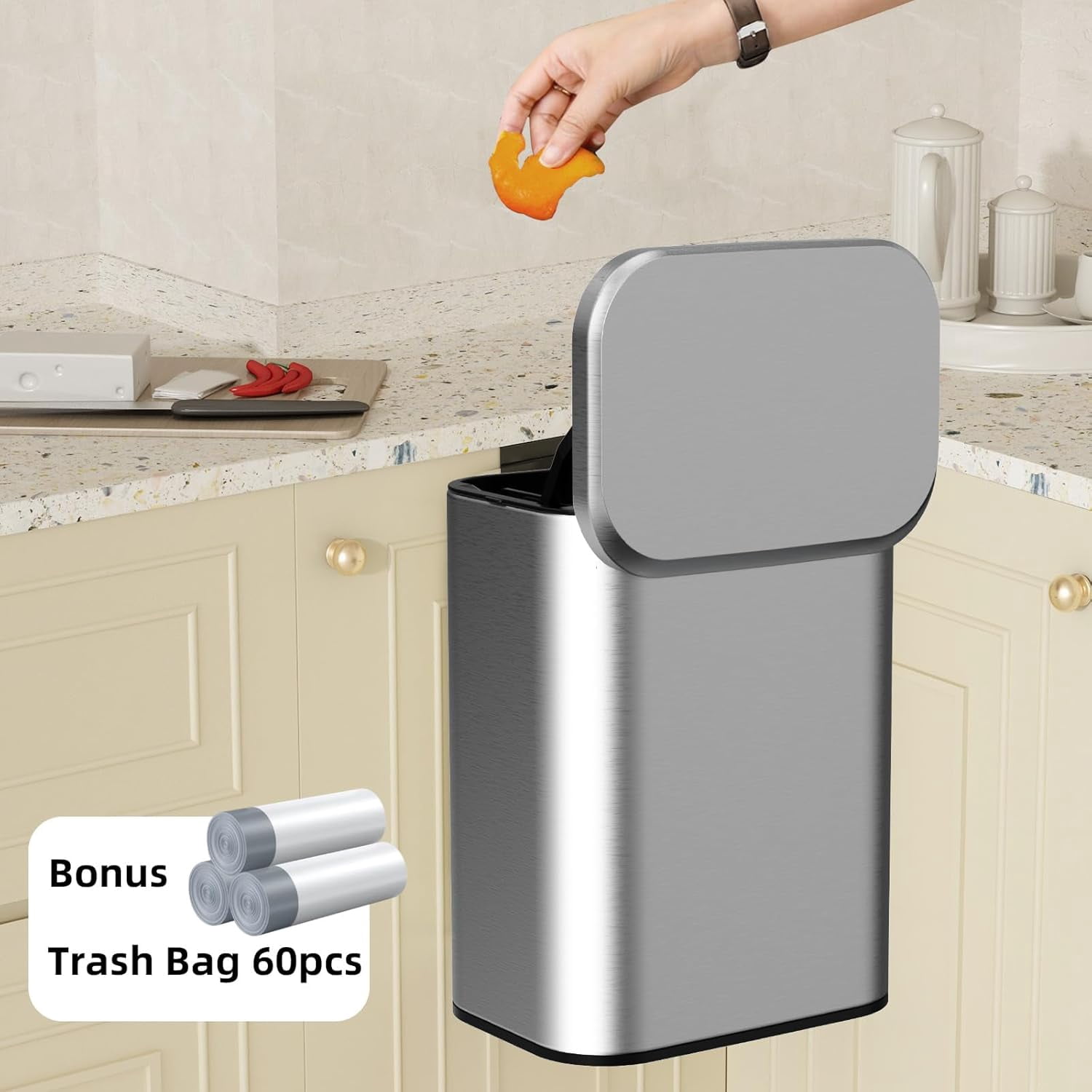 TRAHOO-2.1 Gallon Kitchen Compost Bin with Lid and Inner Bucket, 8L ...