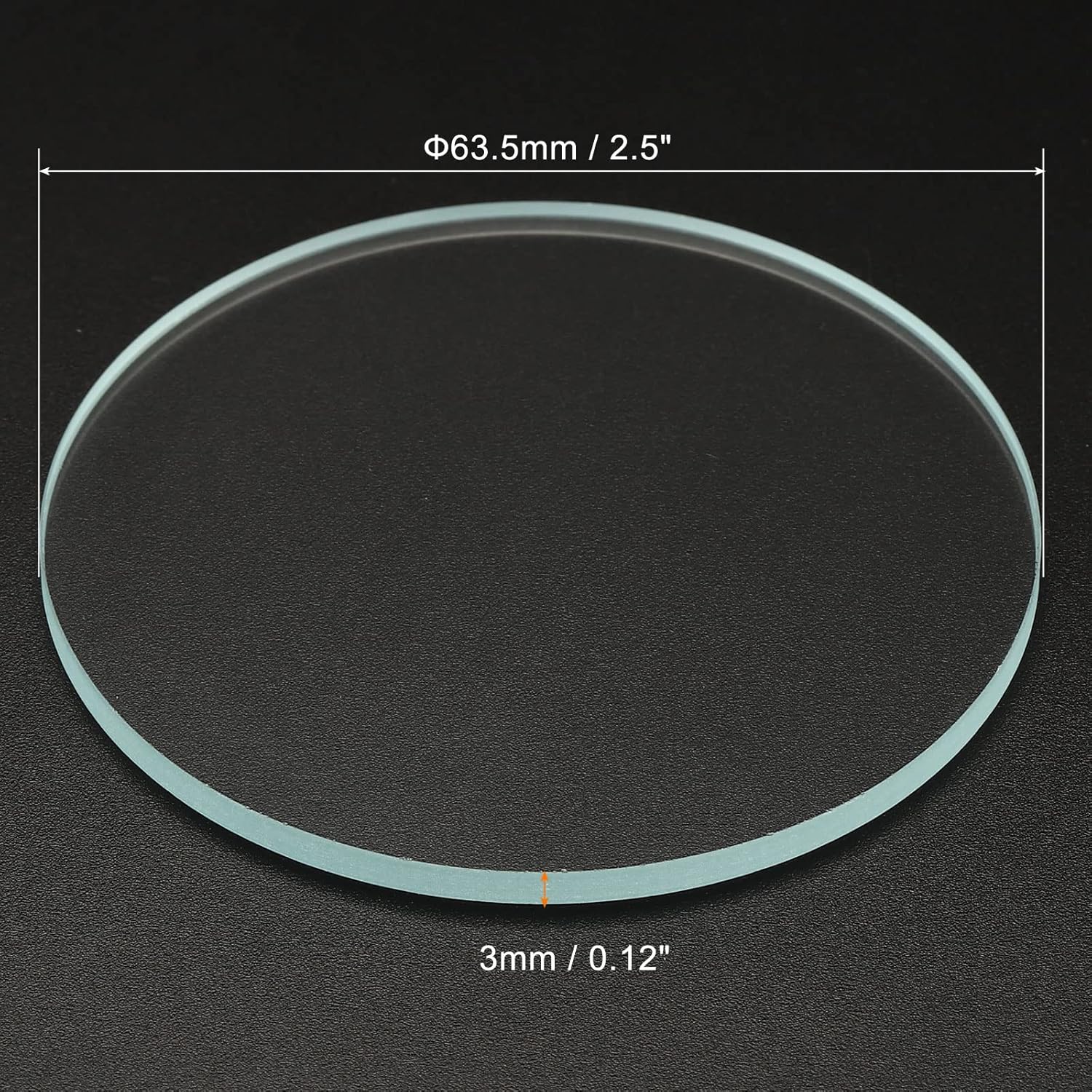 TRAHOO-2.5"x0.12" Dia Flashlight Glass Lens, 2 Pcs Polished Edge Glass ...