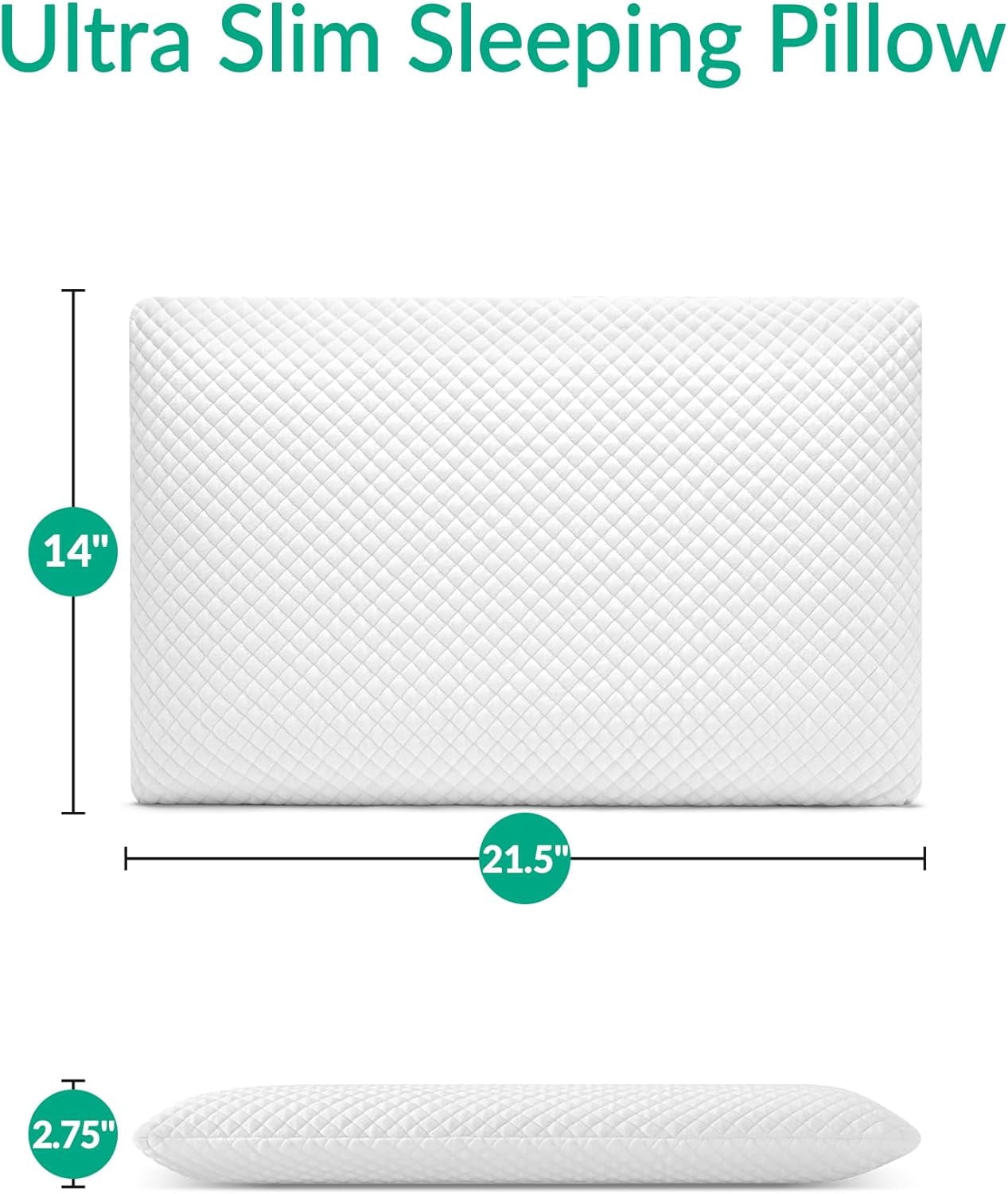 TRAHOO-2.75 Inches Standard Size Hyper Slim Memory Foam Pillow for ...