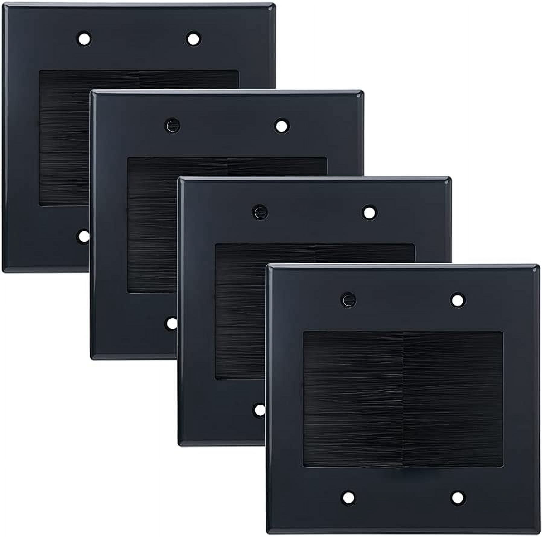 TRAHOO-2 Gang Brush Wall Plate (Black, 4 Pack), Double Gang Cable Wall ...