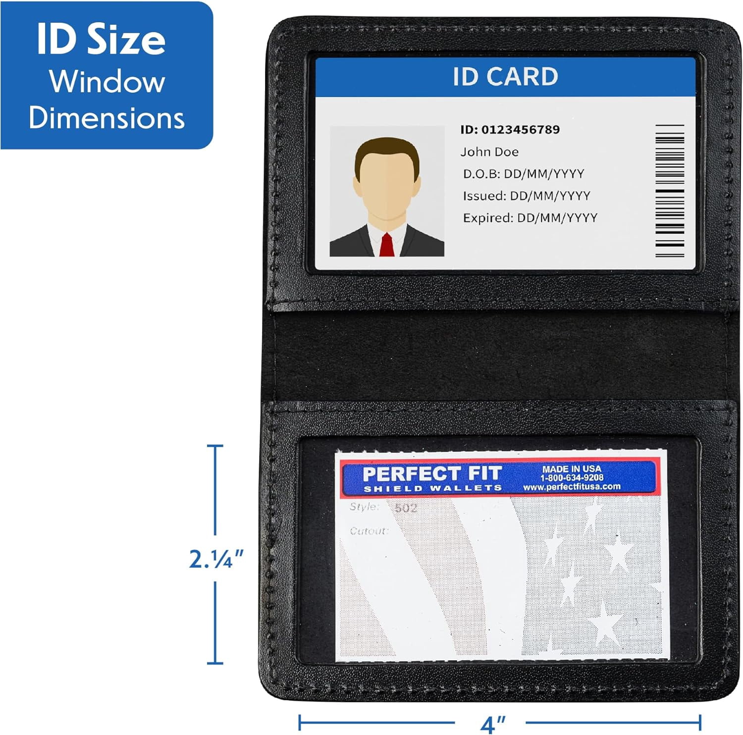 TRAHOO-2 ID Leather License Holder Bifold Double I.D. Credit Card Gun ...