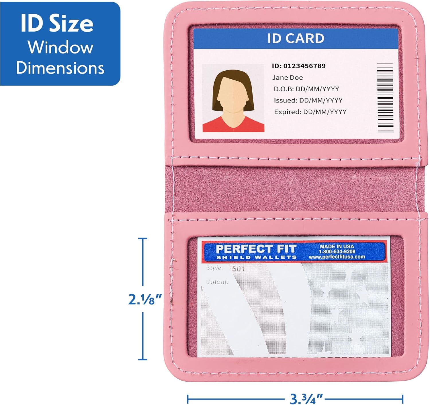 TRAHOO-2 ID Leather License Holder Bifold Double I.D. Credit Card Gun ...