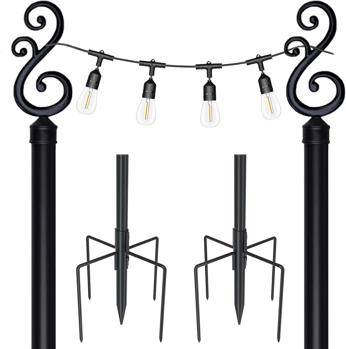 TRAHOO-2 Pack 10 Ft Height 1 Inch Diameter String Light Poles ...