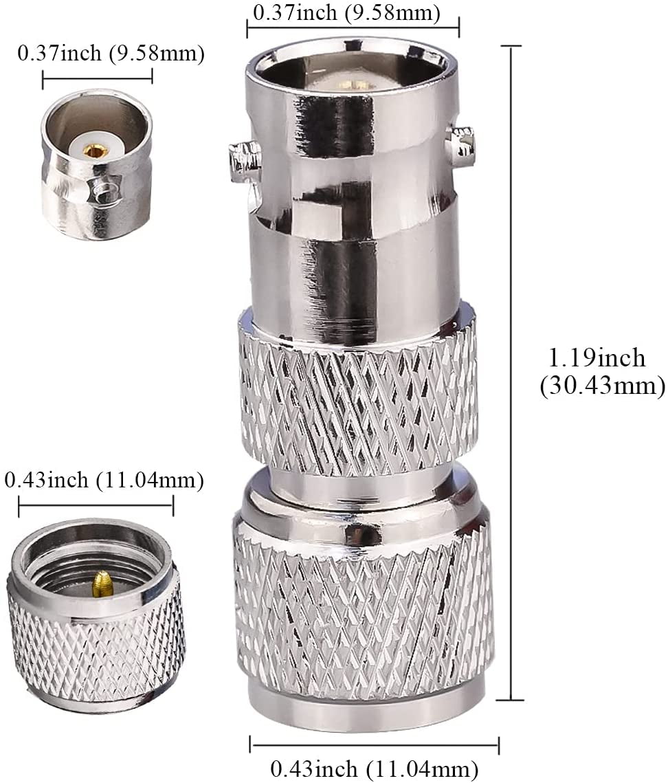 TRAHOO-2 Pack BNC Female Plug to Mini UHF Male Jack RF Coaxial Antennas Connector for Coaxial ...