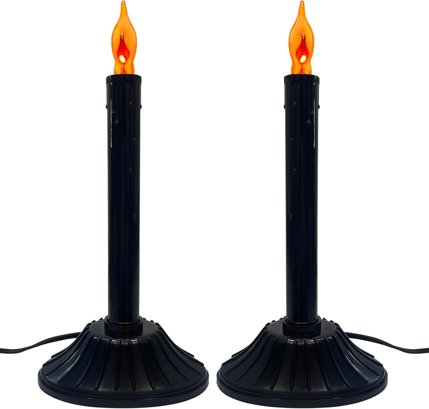 TRAHOO-2 Pack Christmas Electric Window Candles, Flicker Flame Black ...