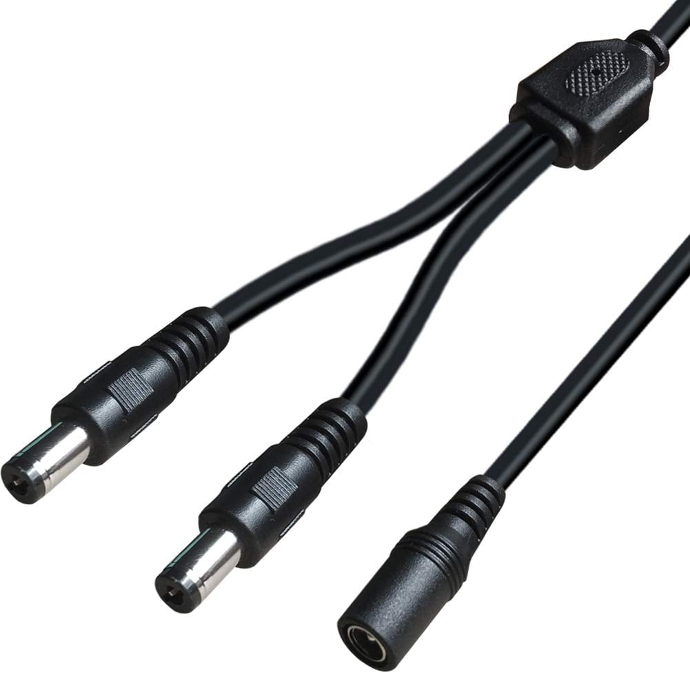 TRAHOO-2 Pack DC Power 1 Female to 2 Male 5.5mm x 2.1mm DC Power Supply ...