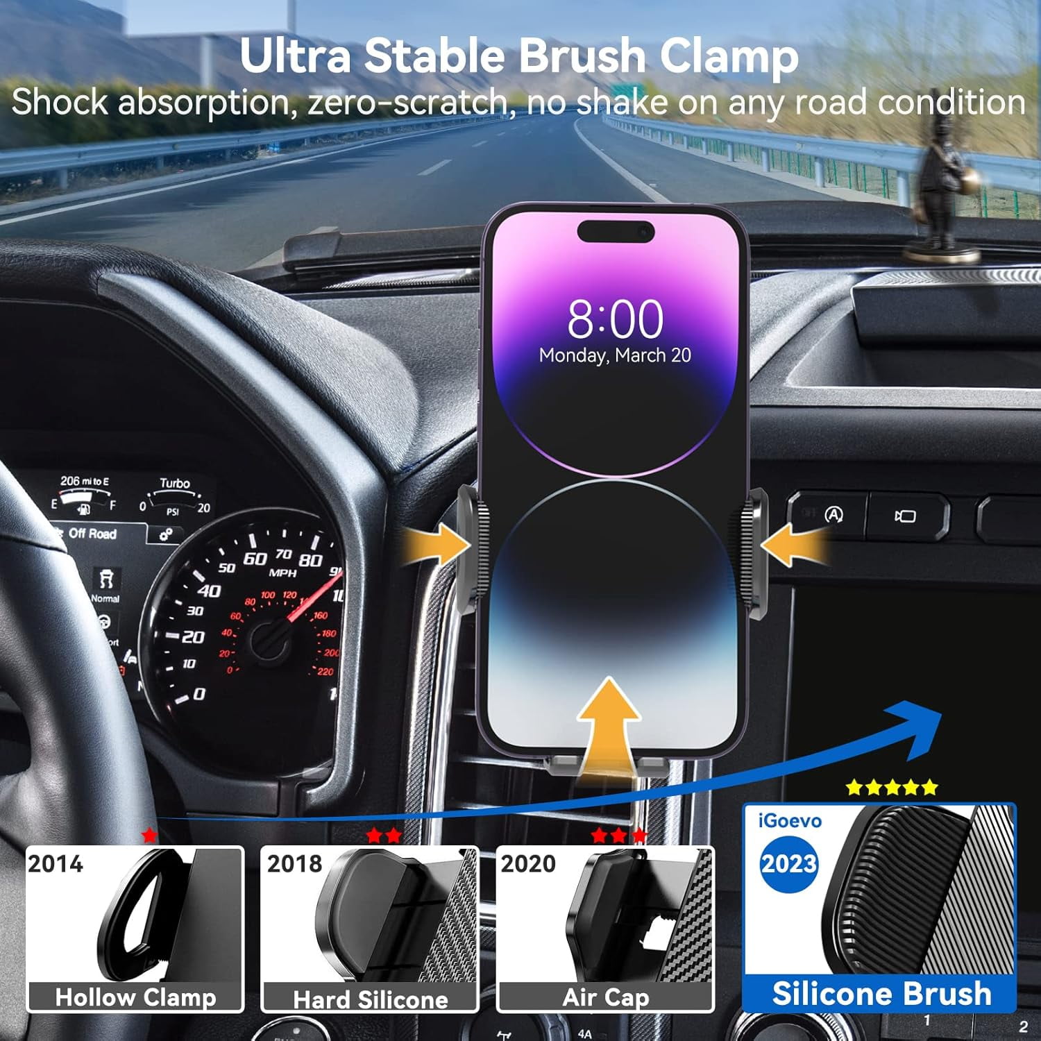 TRAHOO-2 Pack Phone Mount for Car Vent [Upgraded Stable Soft Brush ...