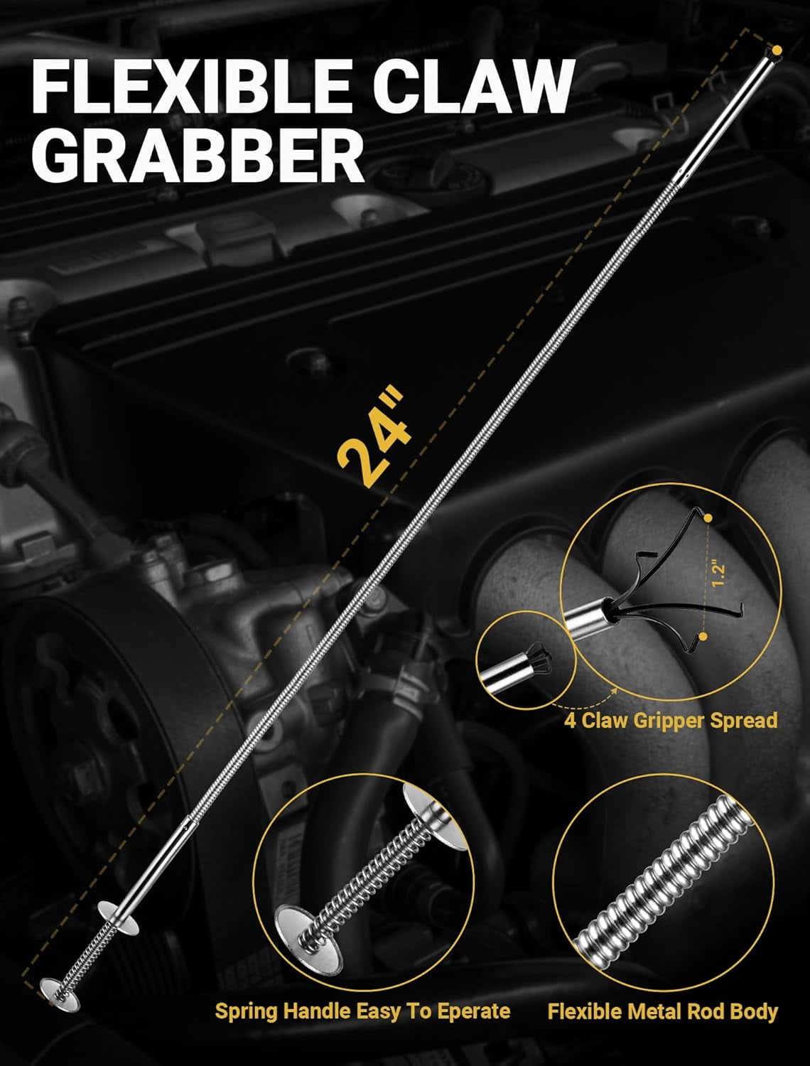 TRAHOO-2 Pack Pickup Tool Set, 25 LB Telescoping Magnet Grabber Tool with Pocket Clip and 24 IN ...