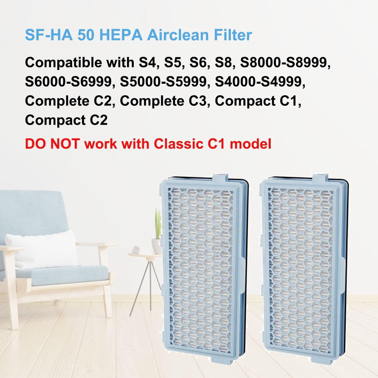 TRAHOO-2 Pack SF-HA 50 HEPA Filter Compatible with Miele S5, S8, S5000 ...