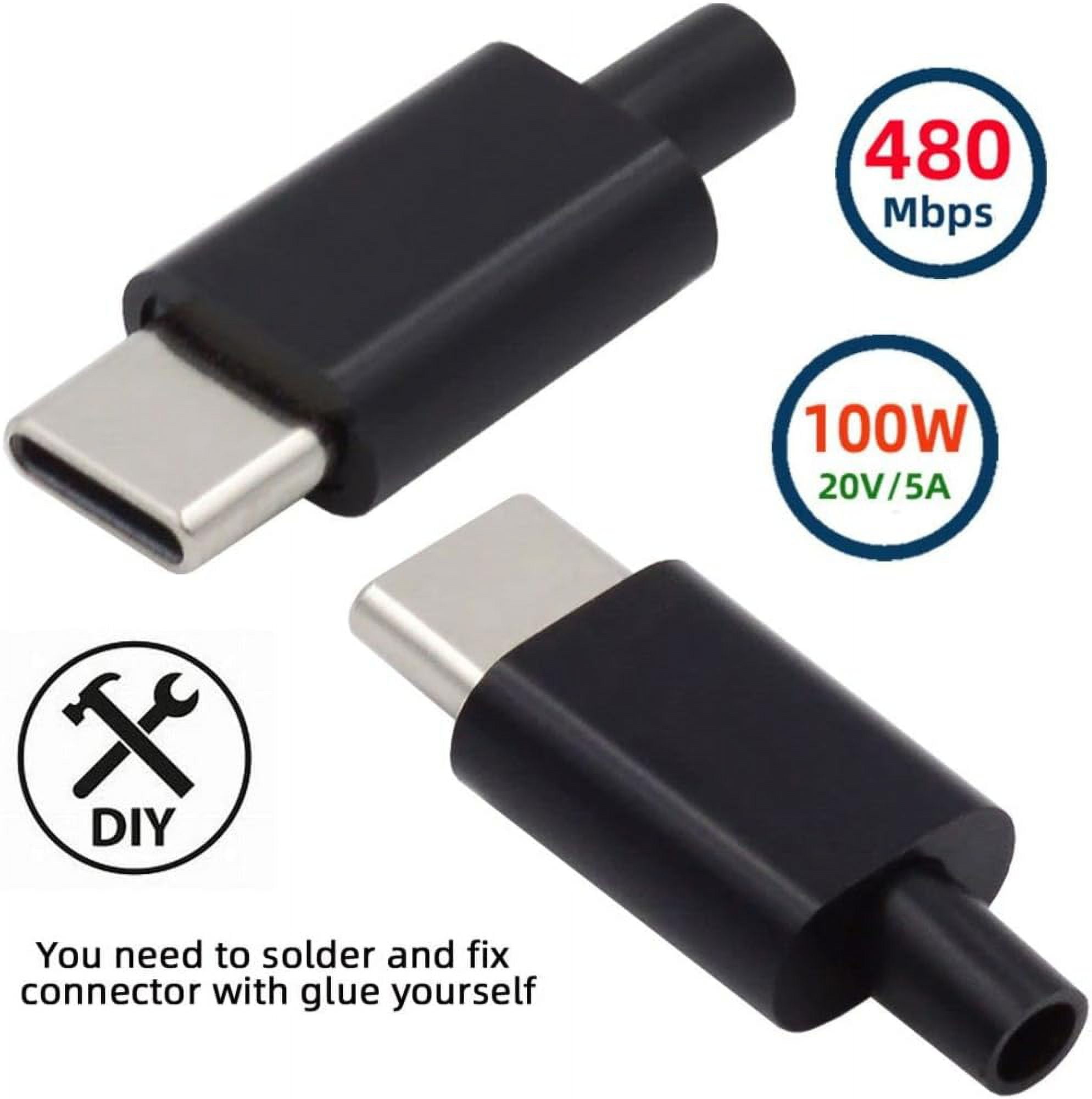 TRAHOO-2 Pack USB C DIY Connector USB 3.1 Type C 24Pin PD100W Male Plug ...