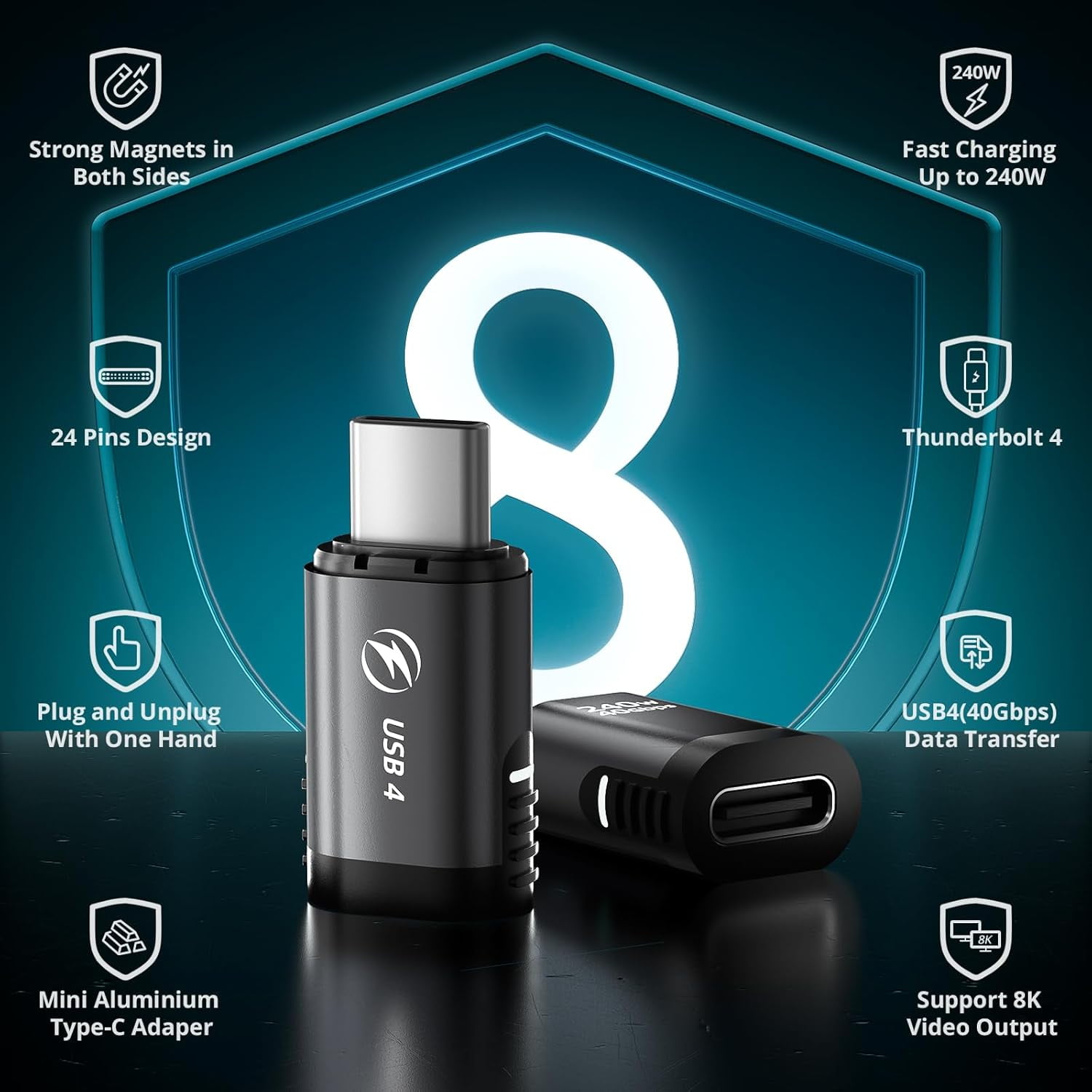 TRAHOO-2 Pack USB C Magnetic Adapter 240w, 24 Pin 90 Degree Magnetic ...
