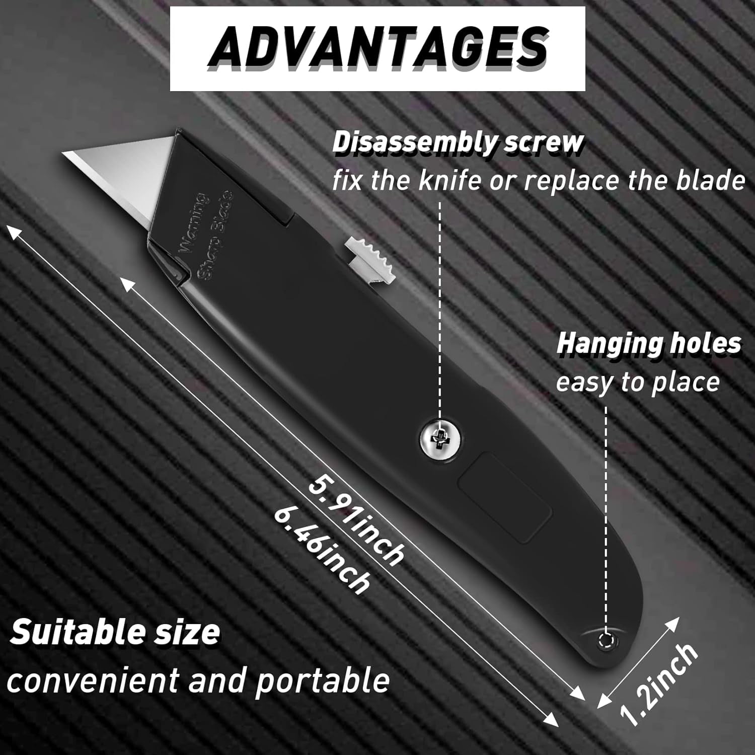 TRAHOO-2 Pack Utility Knife Box Cutter Retractable, Heavy Duty Aluminum ...