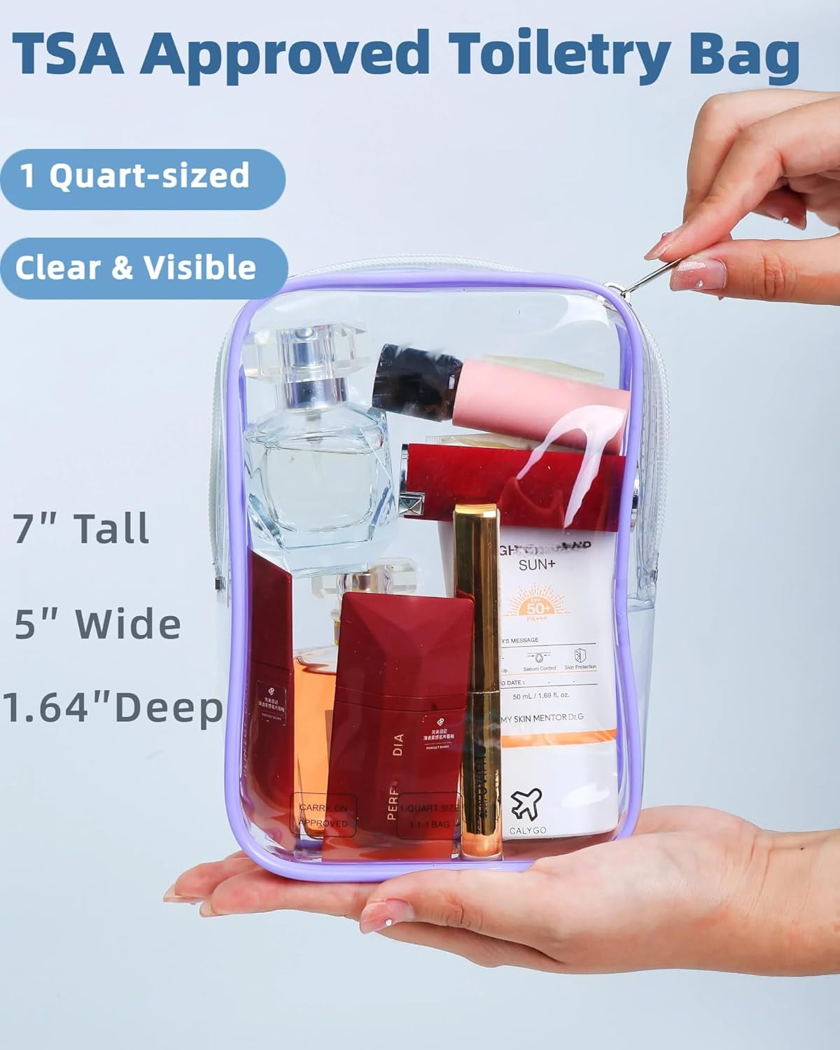 TRAHOO-2 Packing Cubes Airline Approved Liquids Bag 1 Quart Clear ...