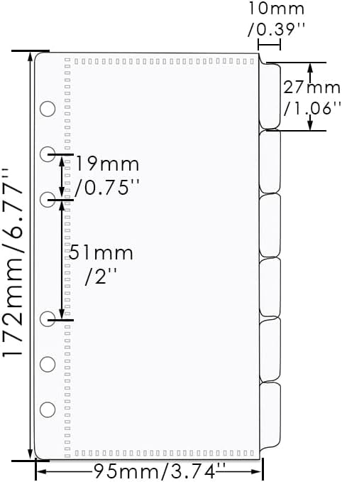 TRAHOO-2 Set 6 Tabs A6 Clear PP Cash Envelopes Dividers Zipperless Loose Leaf 6 Hole A6 Budget ...