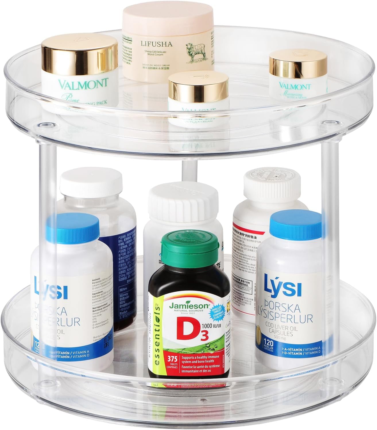 TRAHOO-2 Tier 11" Lazy Susan, Rotating Turntable Organizer for Cabinet ...