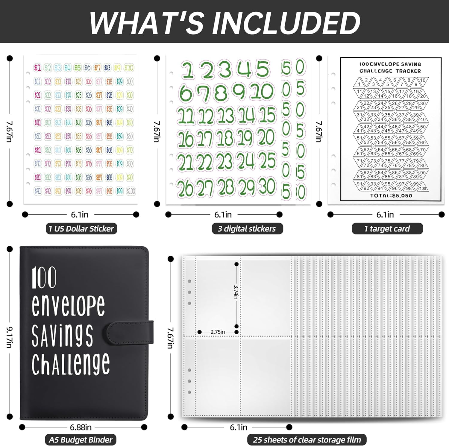 TRAHOO-2-pack 100 Envelopes Money Saving Challenge Book(Dual Inserts ...