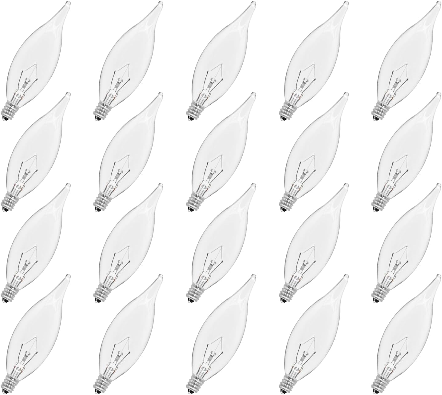 TRAHOO-20-Pack E12 Candle Light Bulbs 40W Warm White 2500K, 380 Lumen ...