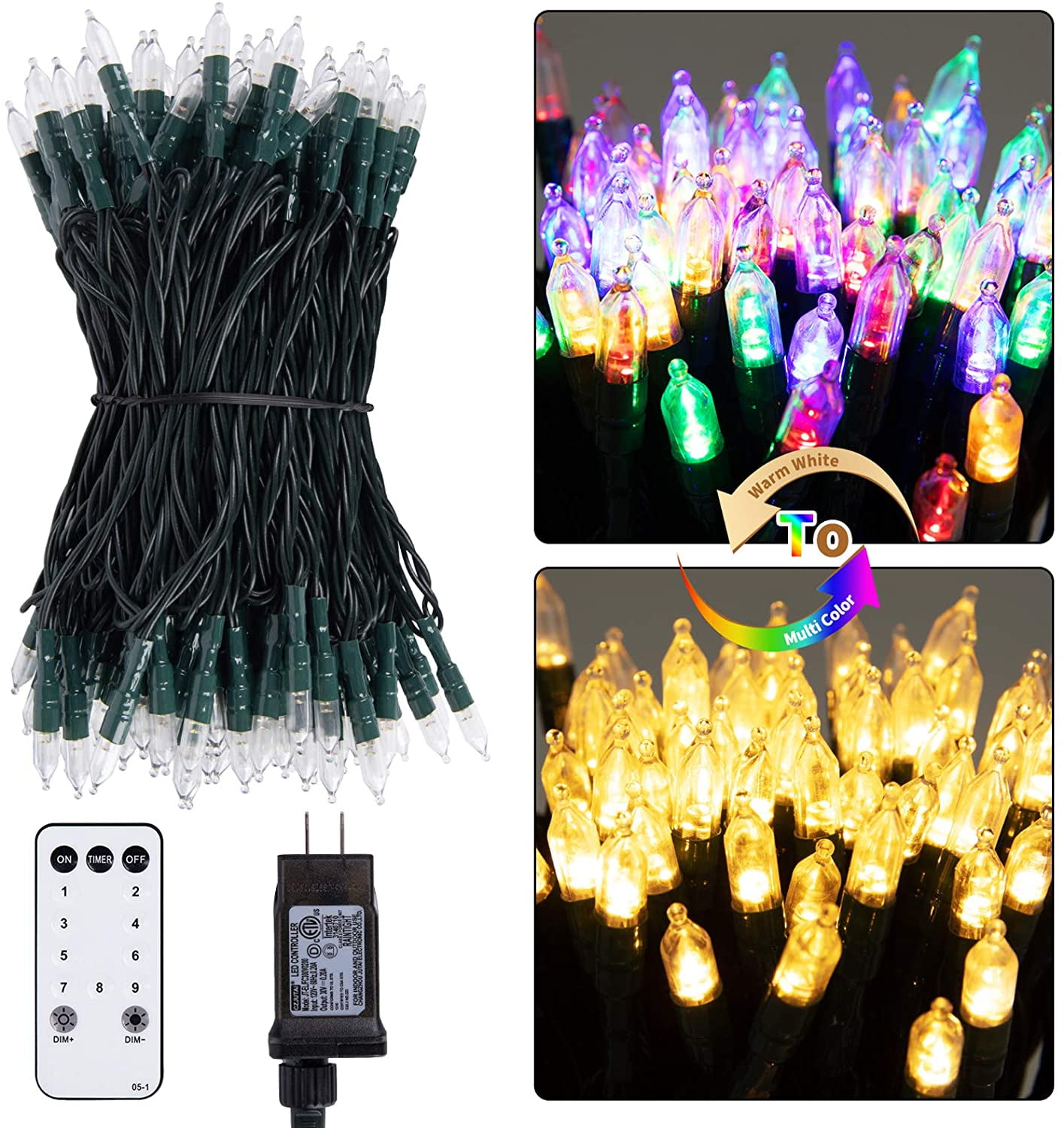 TRAHOO-200 LED Christmas String Lights Outdoor 75 Ft. 9 Modes with ...