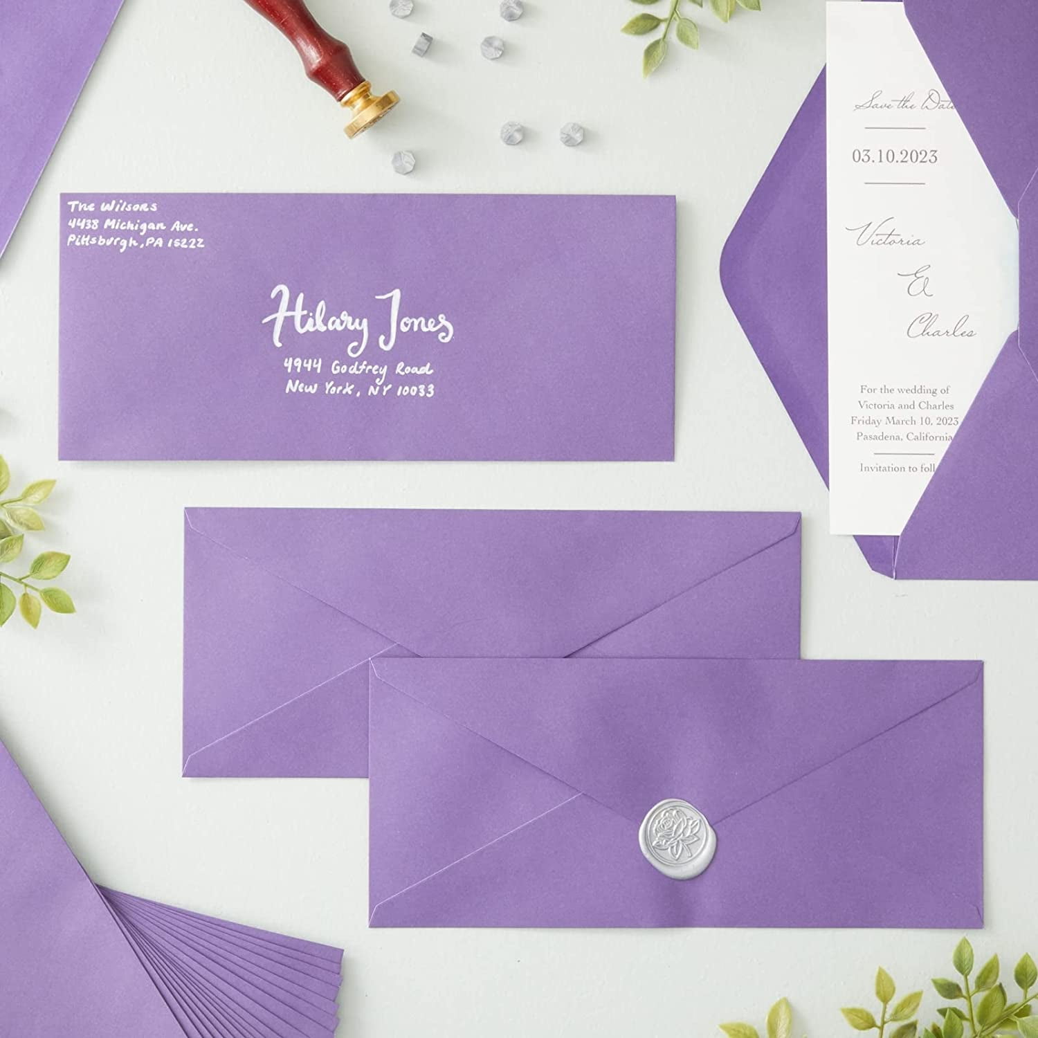 TRAHOO-200 Pack #10 Purple Colored Envelopes Bulk - Gummed Seal Letter ...