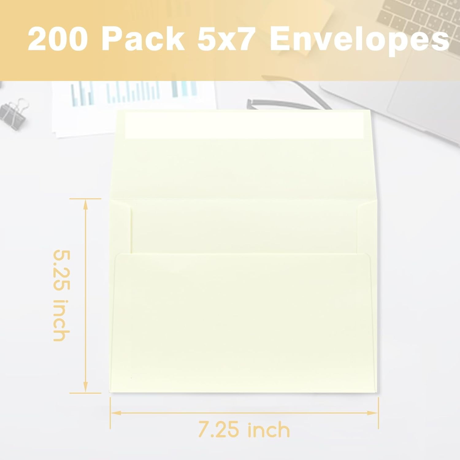 TRAHOO-200 Pack 5x7 Invitation Envelopes with Peel & Seal for Cards,A7 ...