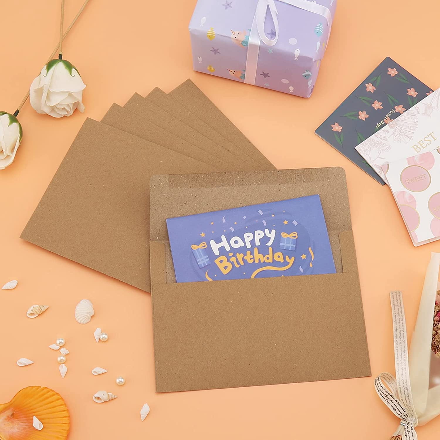 TRAHOO-200 Pack A7 Kraft Paper Envelopes, 5x7 Greeting Card Envelopes ...
