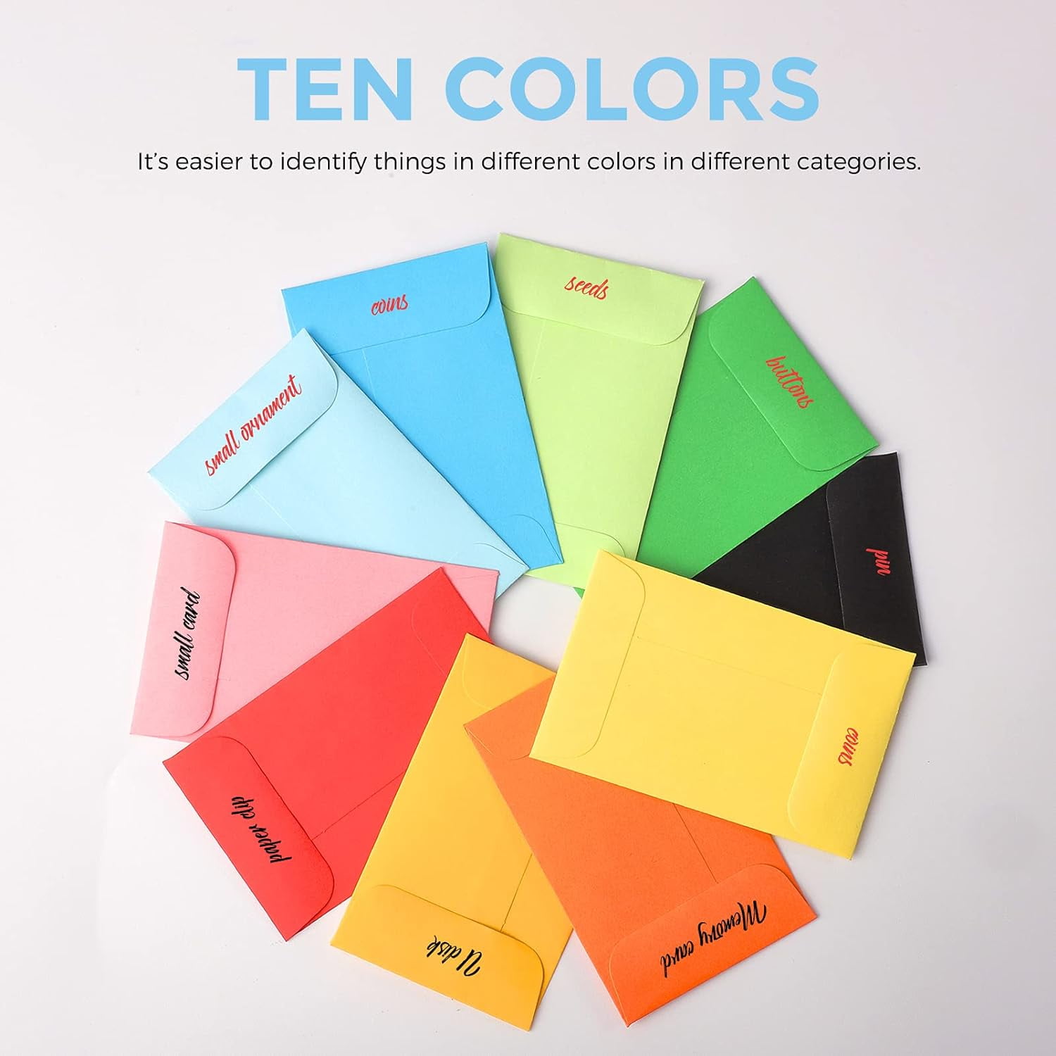 TRAHOO-200 Pack Colorful Coin Envelope 2-1/4 X3-1/2, Small Envelope 2x3 ...