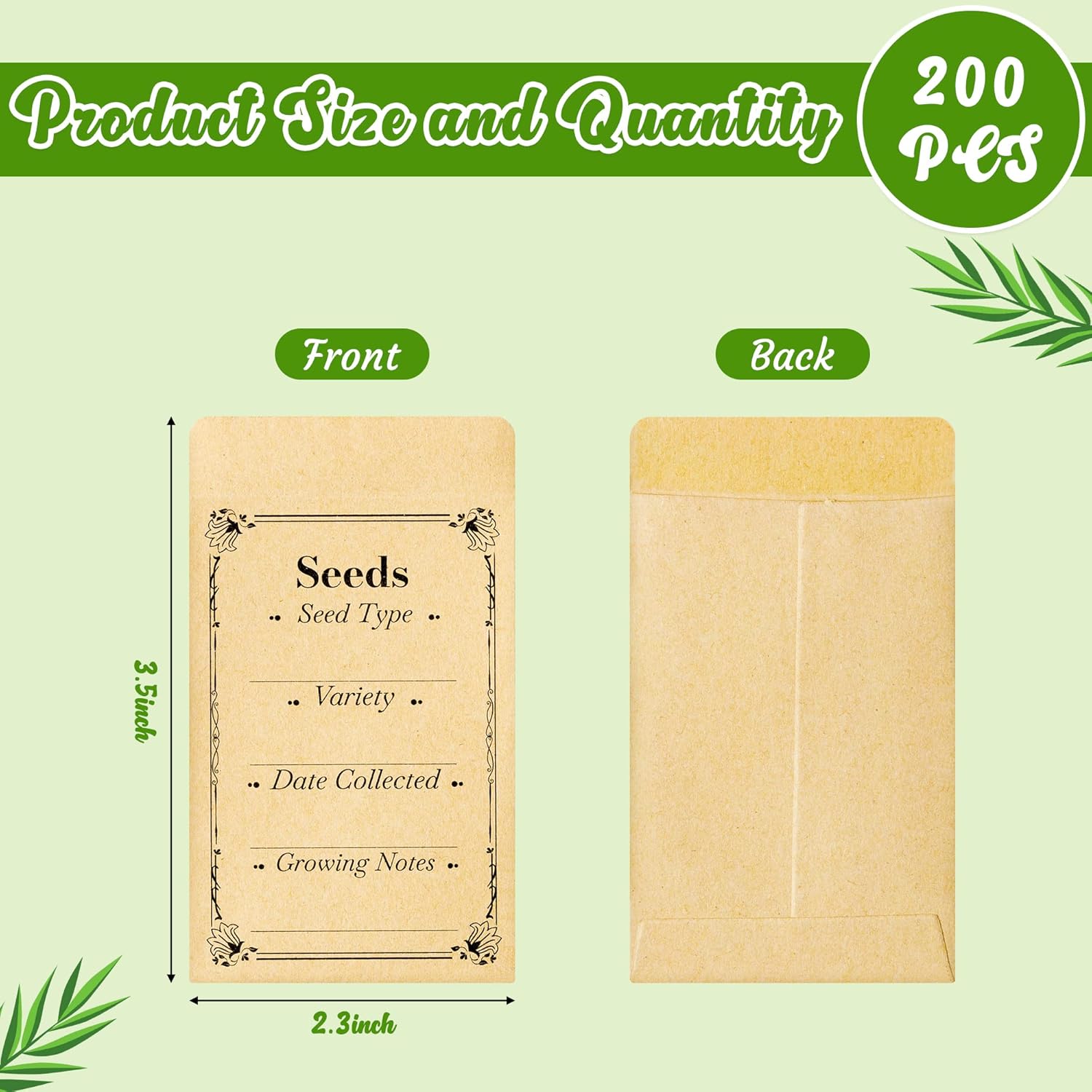 TRAHOO-200Pcs Seed Saving Envelopes Resealable Small Brown Self ...