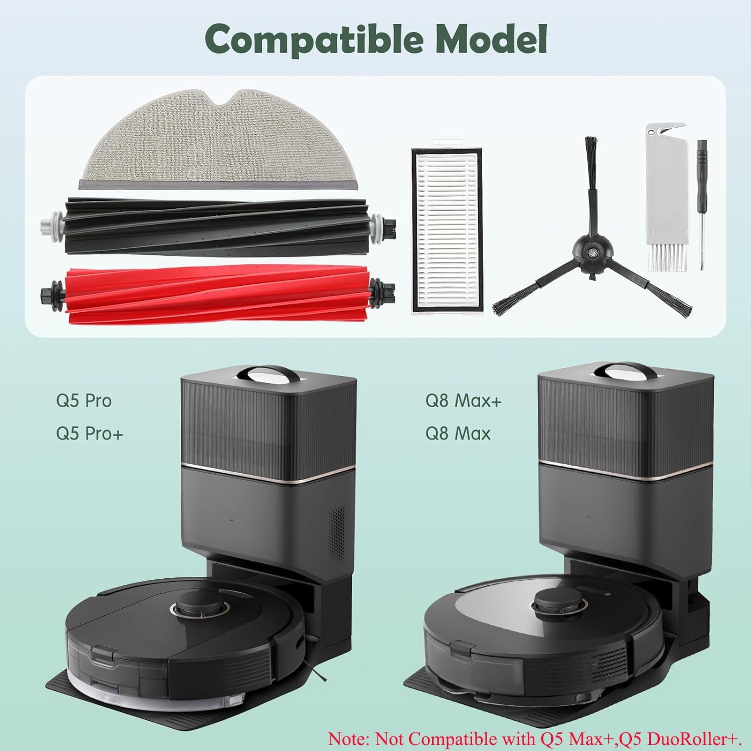 TRAHOO-20PCS Accessories Kit Replacement Compatible with Roborock Q5 ...