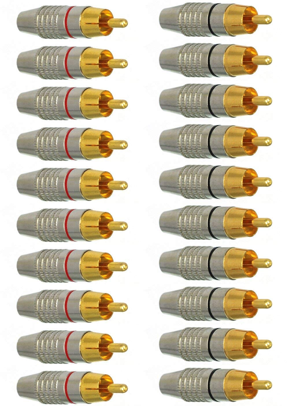 TRAHOO-20Pack RCA Male Plug Solder, Gold Audio Video Adapter Connector for Speaker Wire Wall ...
