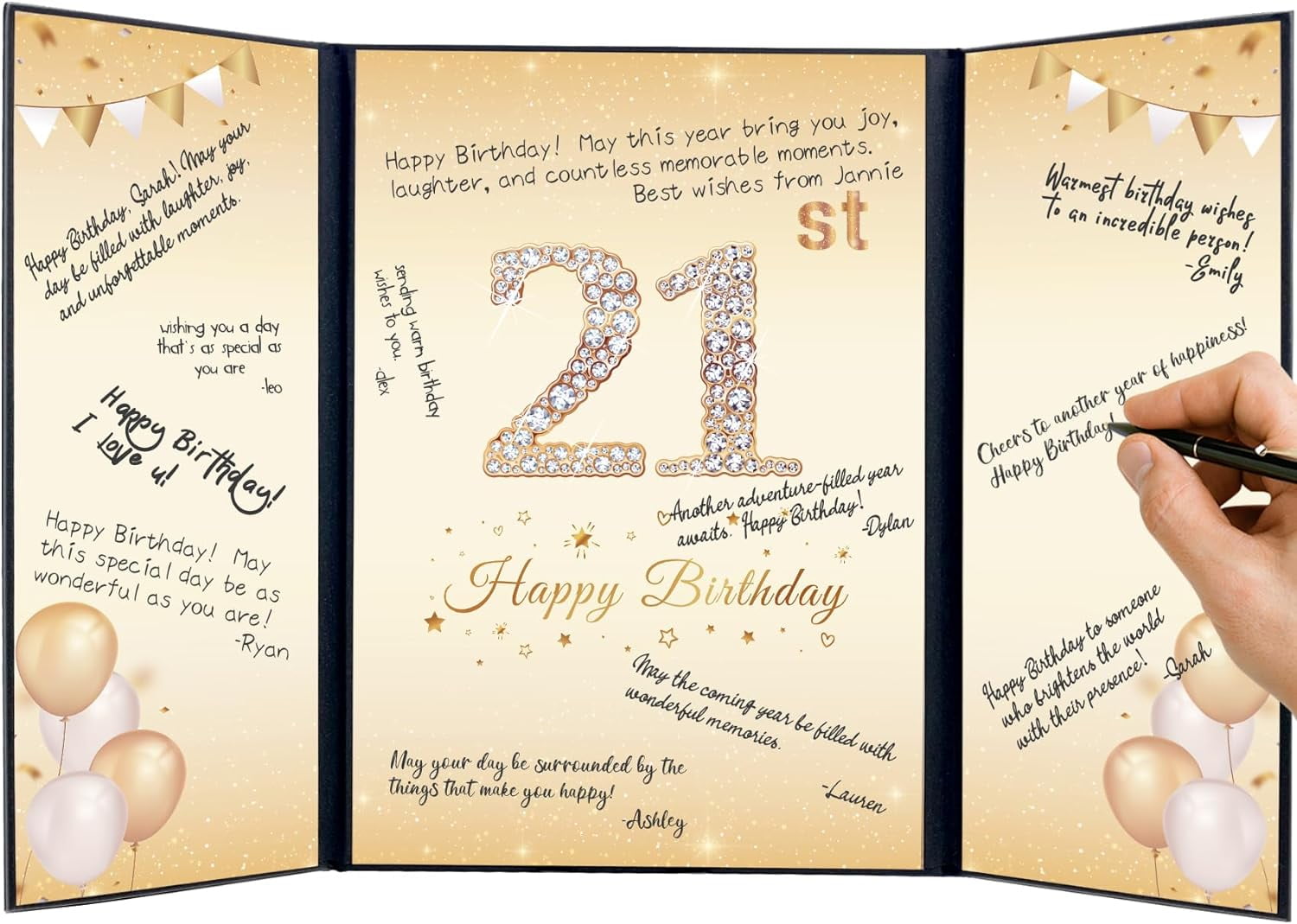 TRAHOO-21st Black Gold Birthday Decorations for Women & Men, Creative ...