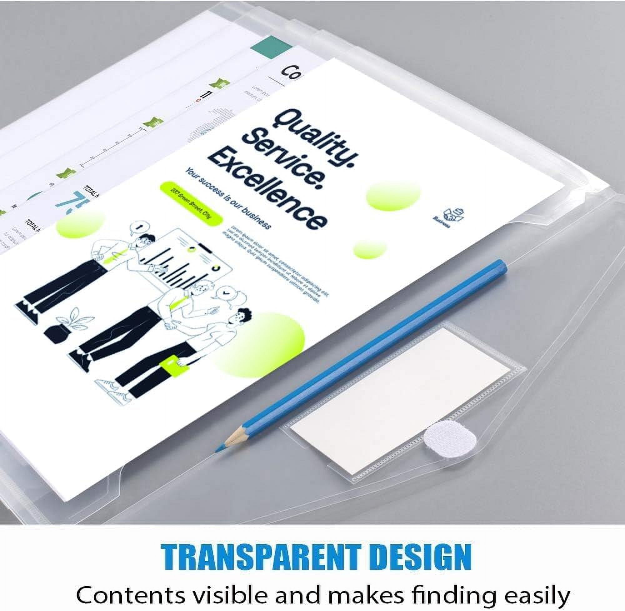 TRAHOO-24 Pack Plastic Envelopes Poly Envelopes, Clear Document Folders ...