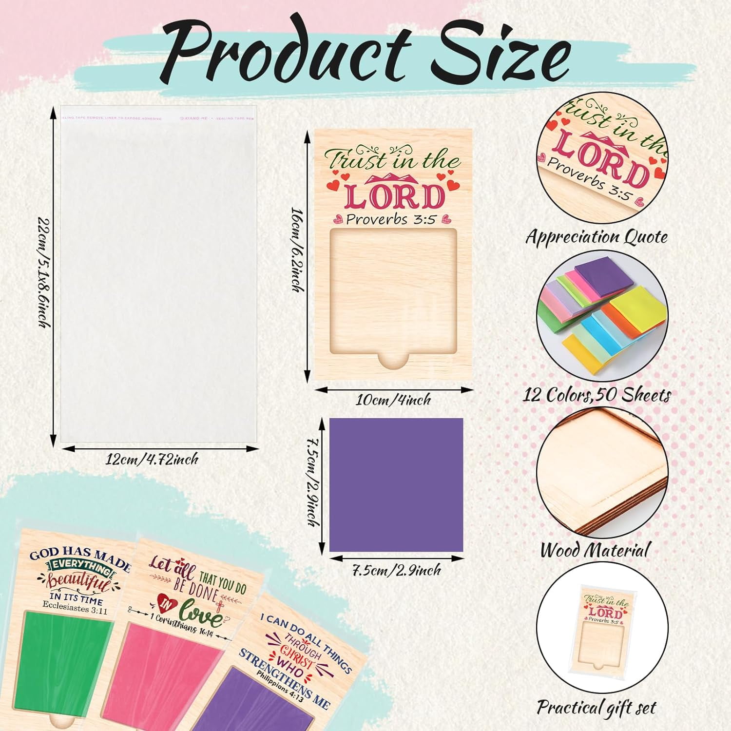 TRAHOO-24 Set Desk Sticky Note Pad Holder Inspirational Appreciation ...