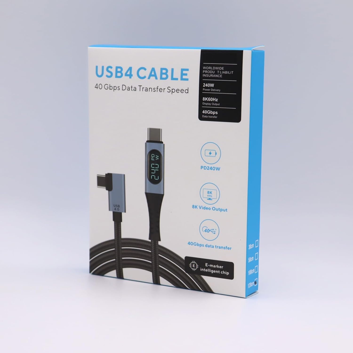 TRAHOO-240W USB 4 Cable with LED Display, 40Gbps 8K@60Hz PD USB Type C ...